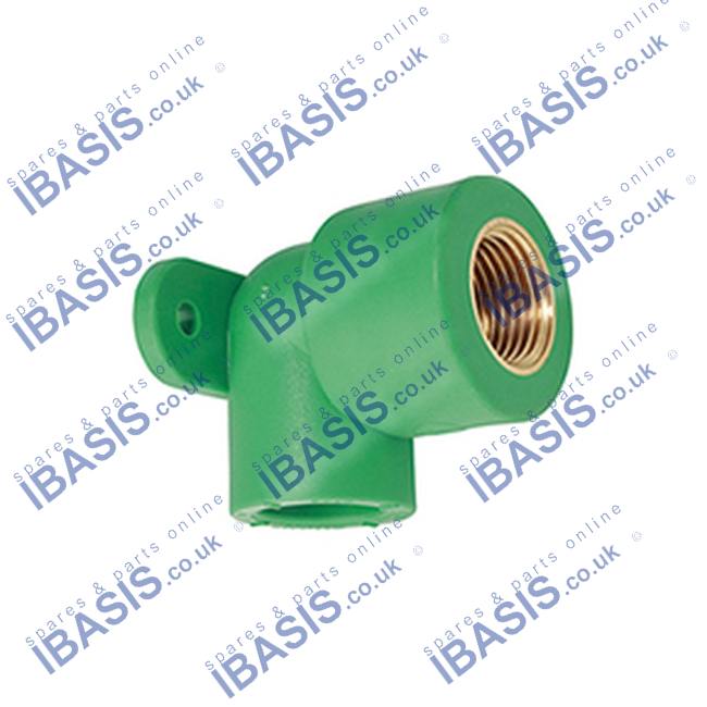 H139 25 X 3/4 90° ELBOW FITTING WITH WALL SUPPORT, FEMALE THREAD AND ...